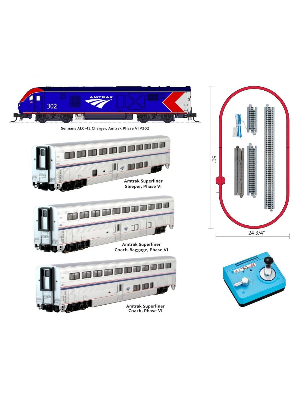 Kato 1060019 amtrak alc-42 starter set, N scale