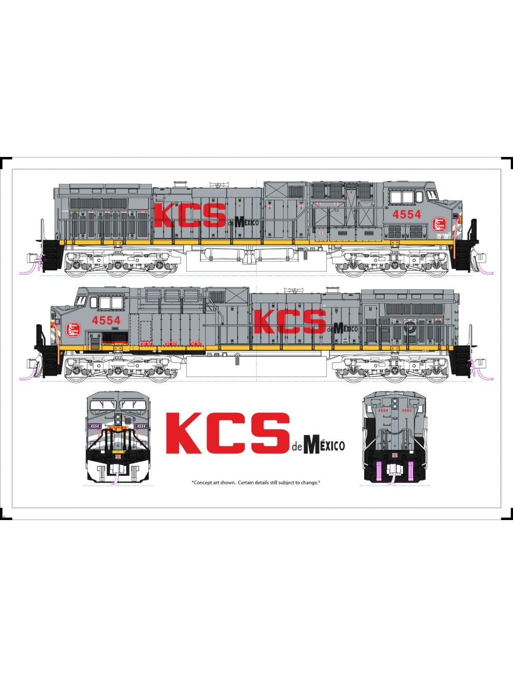 Kato 1767045 kcs de mexico ac4400cw dc, N scale