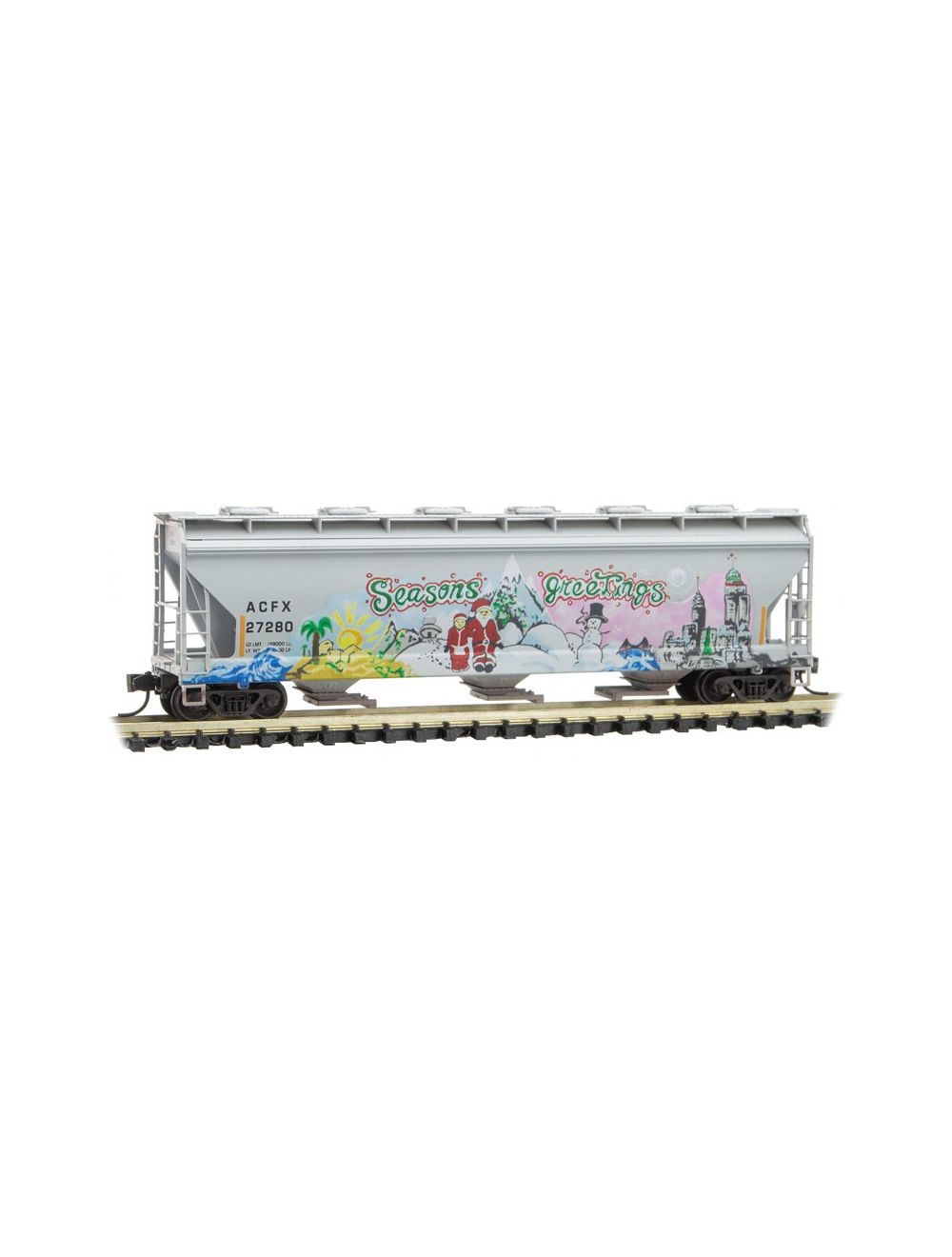 micro trains 09344150 acfx hopper xmas graffiti