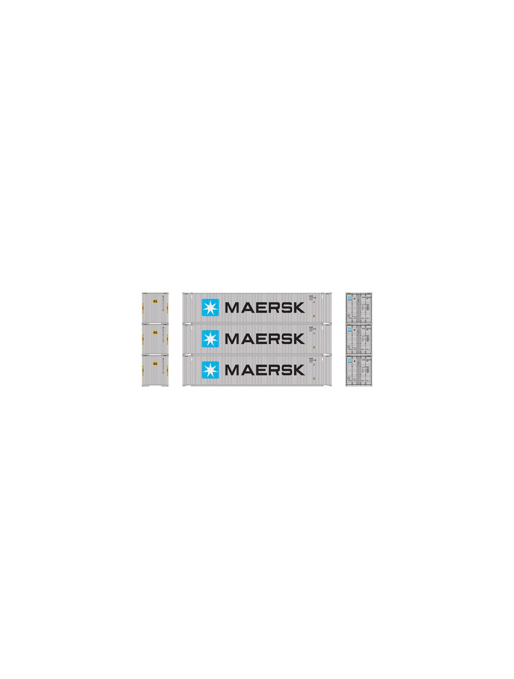 athearn 14283 maersk 45' container 3pk