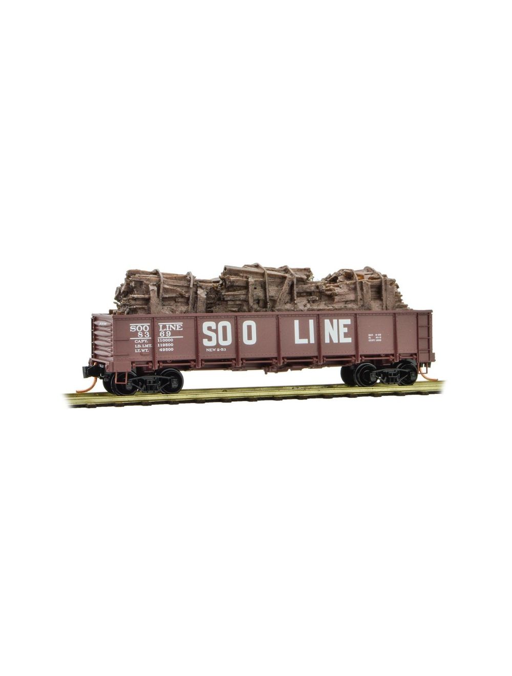 micro trains 08300020 soo line 40' gondola w/load