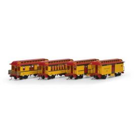 Roundhouse 16372 ATSF overton coach 4pk, Ho scale