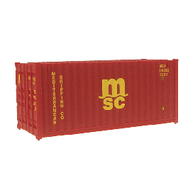 walthers 933-2022 20' msc container (red)