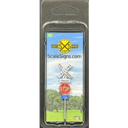 Scale Signs 2400 v2 crossbuck 2trk stop sign HO